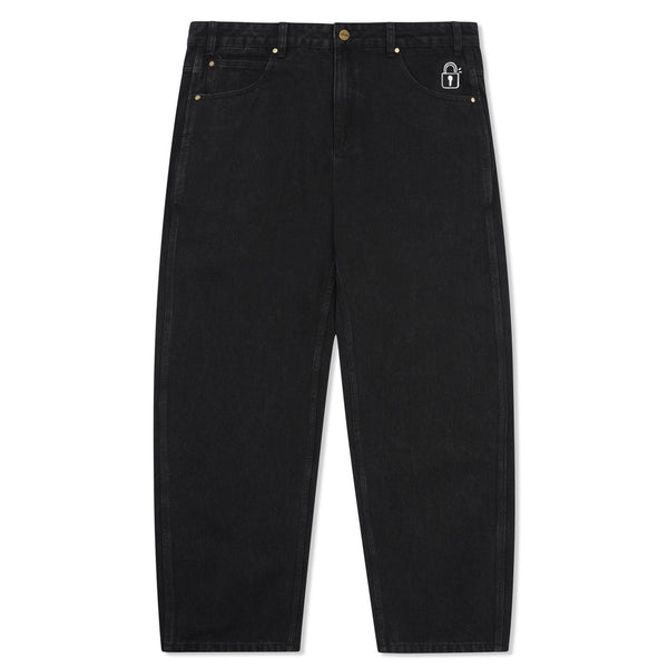 Butter Goods Lock Baggy Denim Jeans Flat Black - Orchard Skateshop