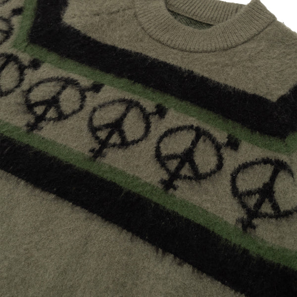 Sexhippies Og Striped Mohair Sweater Olive Drab Black Forest Orchard