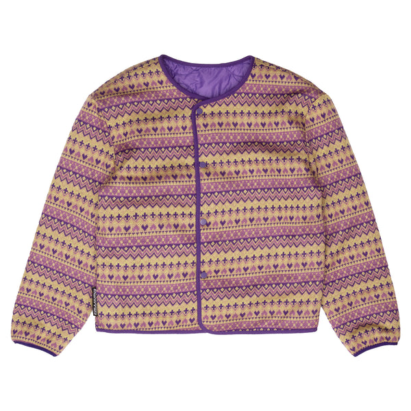 Sexhippies Reversible Jaquard Knit Insulated Jacket Purple Olive